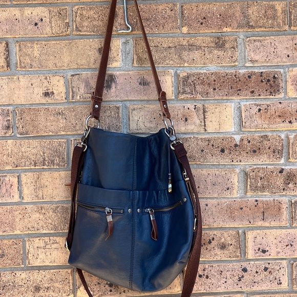 The Sak | Bags | The Sak Navy And Brown Leather Shoulder Bag | Poshmark